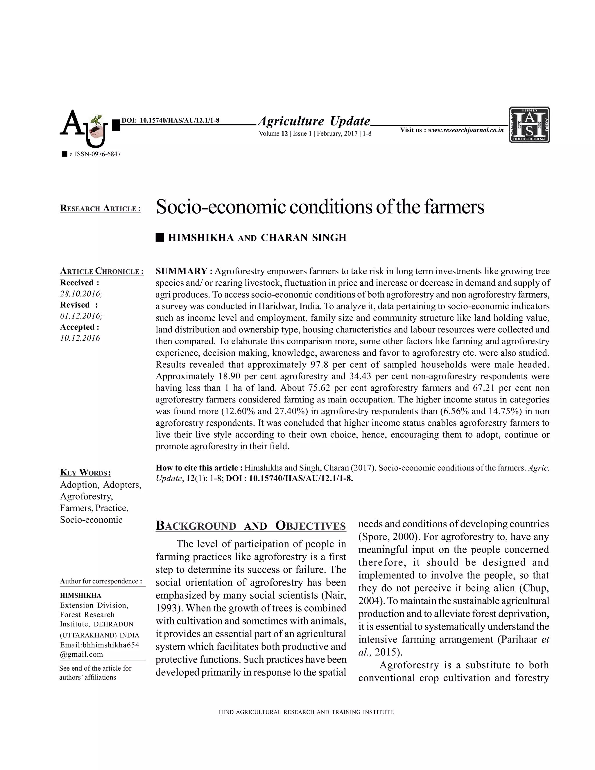 Socio-economic conditions of the farmers | PDF