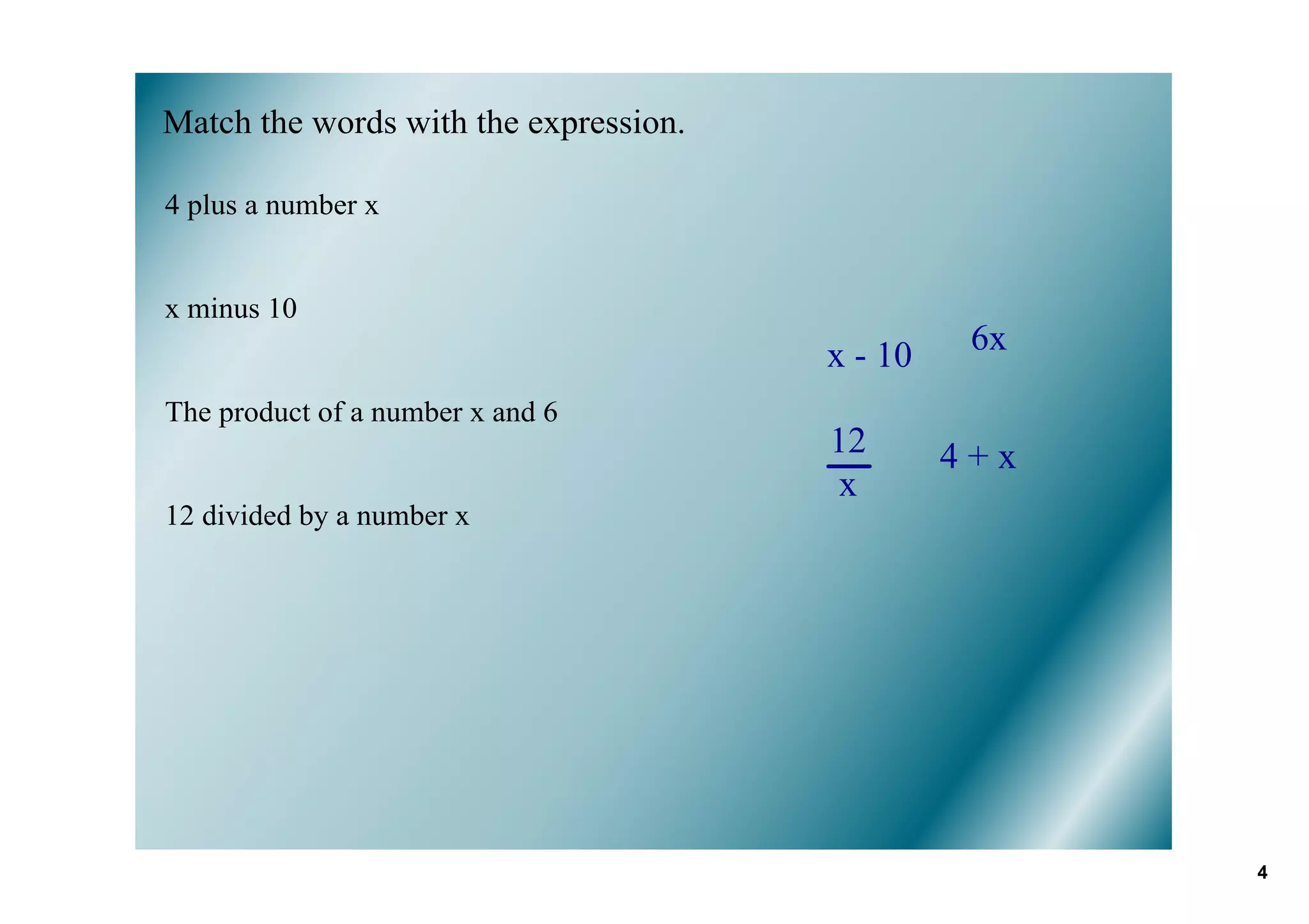 12.1 Expressions and Equations | PPT