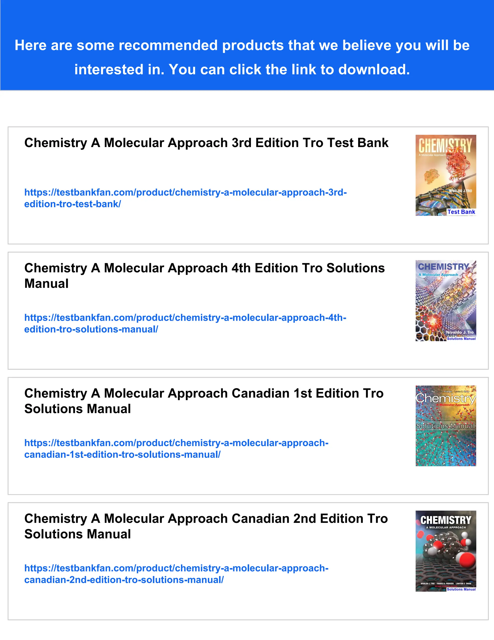 Chemistry A Molecular Approach 3rd Edition Tro Solutions Manual | PDF