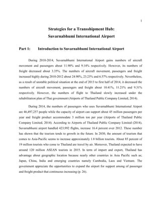 Strategies for a Transshipment Hub: Suvarnabhumi International Airport ...