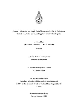 Summary of Logistics and Supply Chain Management by Martin Christopher ...