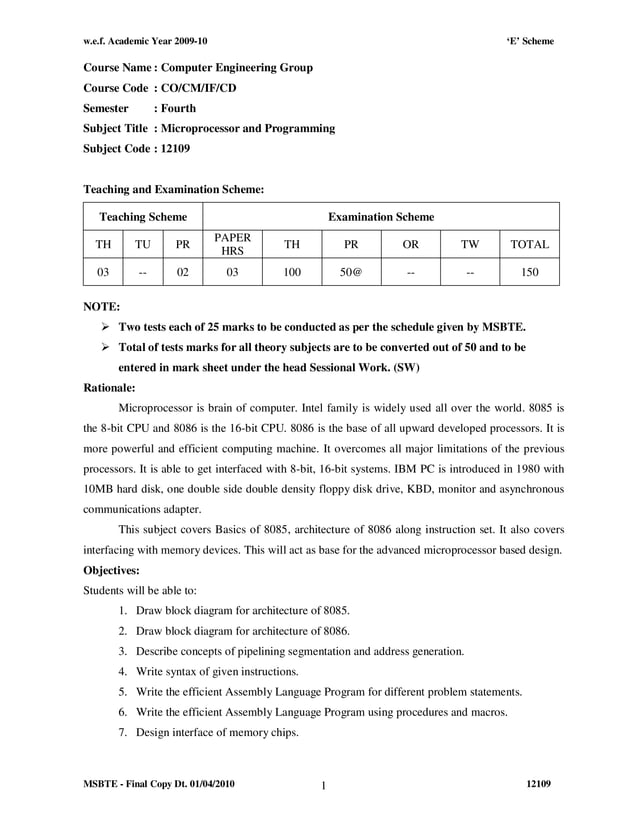 microprocessor & programming | PDF