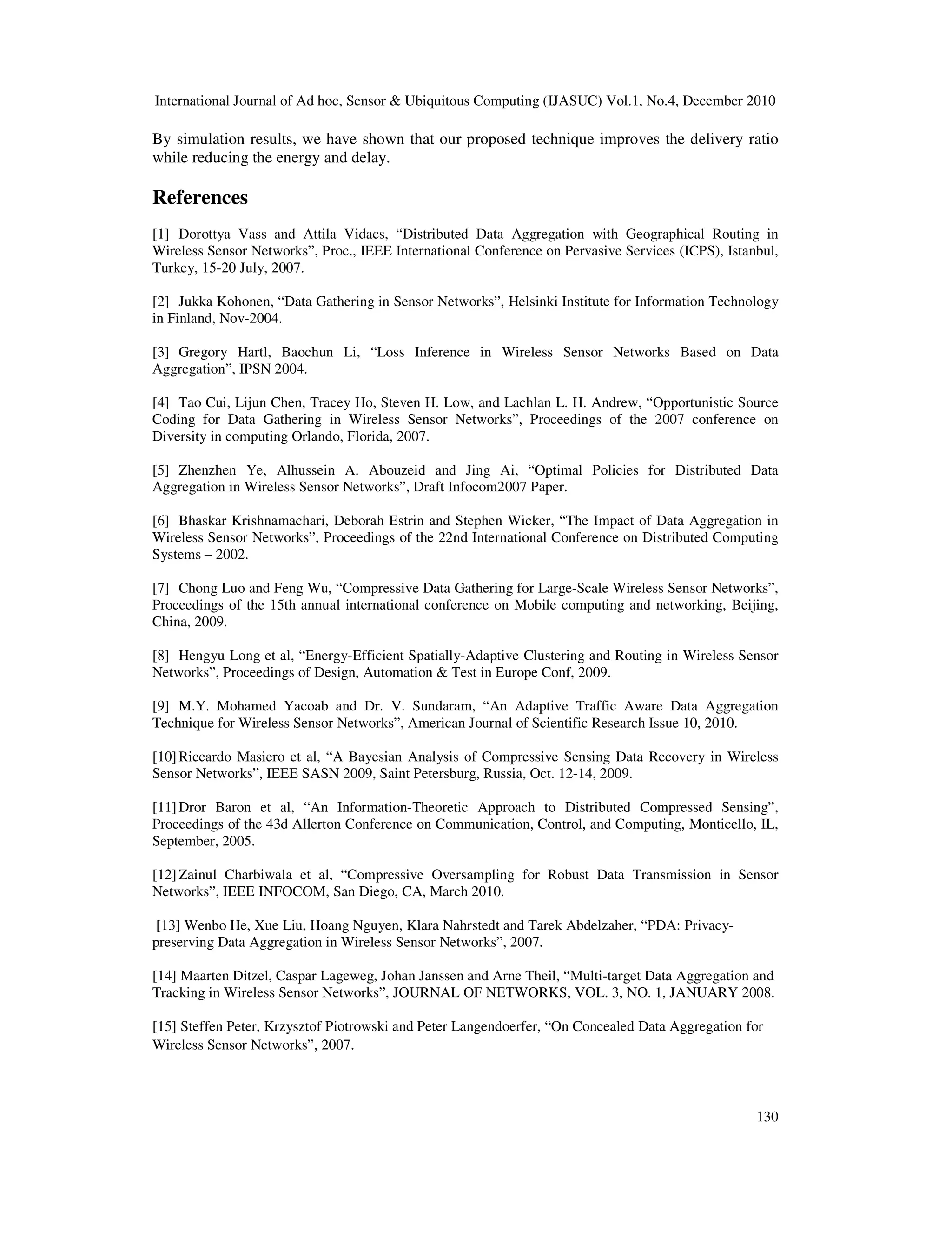A Cost Effective Compressive Data Aggregation Technique For Wireless Sensor Networks Pdf