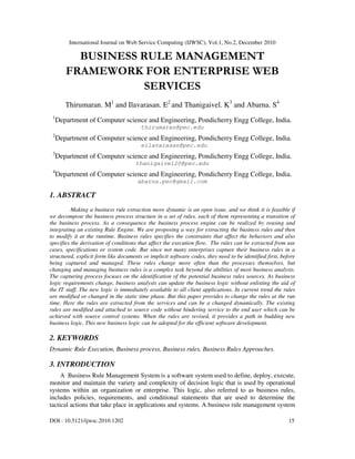 BUSINESS RULE MANAGEMENT FRAMEWORK FOR ENTERPRISE WEB SERVICES | PDF