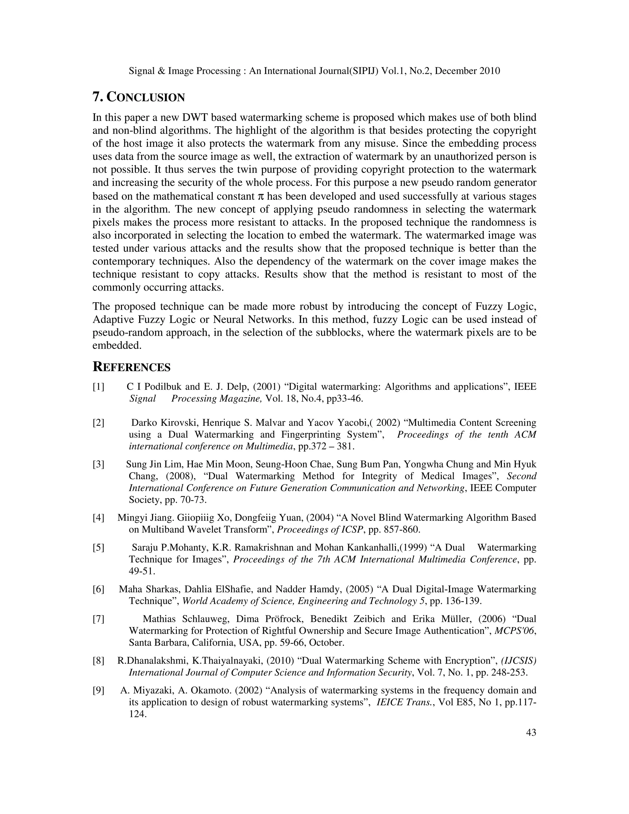 A Dwt Based Dual Image Watermarking Technique For Authenticity And Watermark Protection Pdf