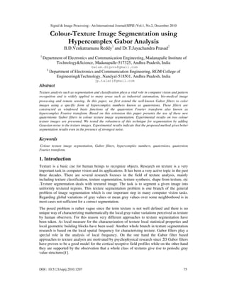 Colour-Texture Image Segmentation using Hypercomplex Gabor Analysis | PDF