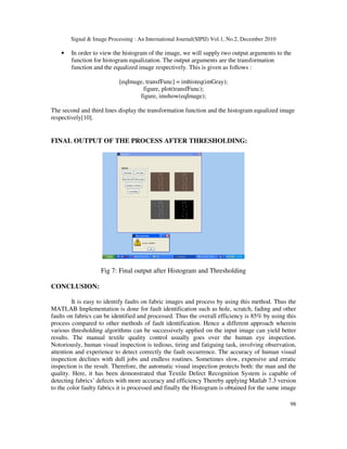 A Paper on Automatic Fabrics Fault Processing Using Image Processing Technique in MATLAB | PDF