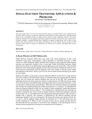 SINGLE ELECTRON TRANSISTOR: APPLICATIONS & PROBLEMS | PDF | Chemistry | Science