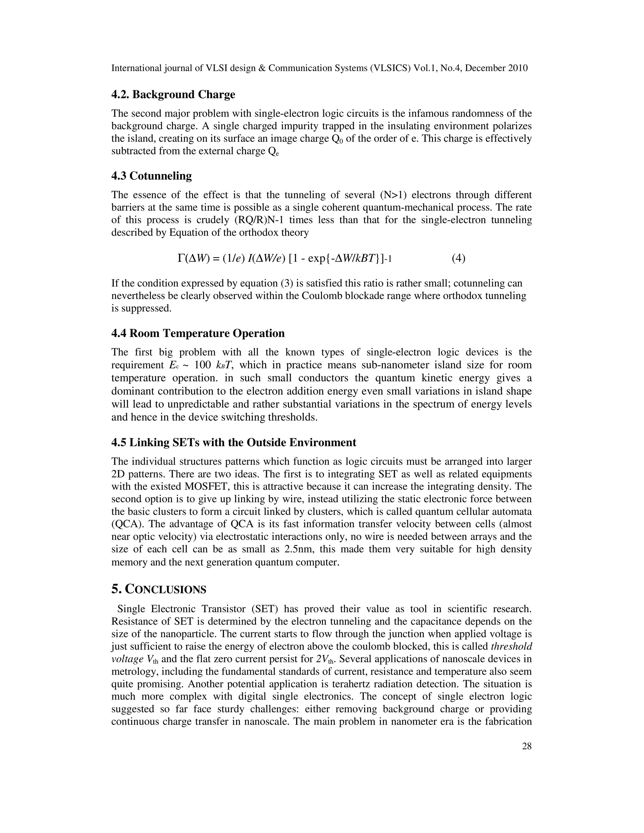 Single Electron Transistor: Applications & Problems | PDF