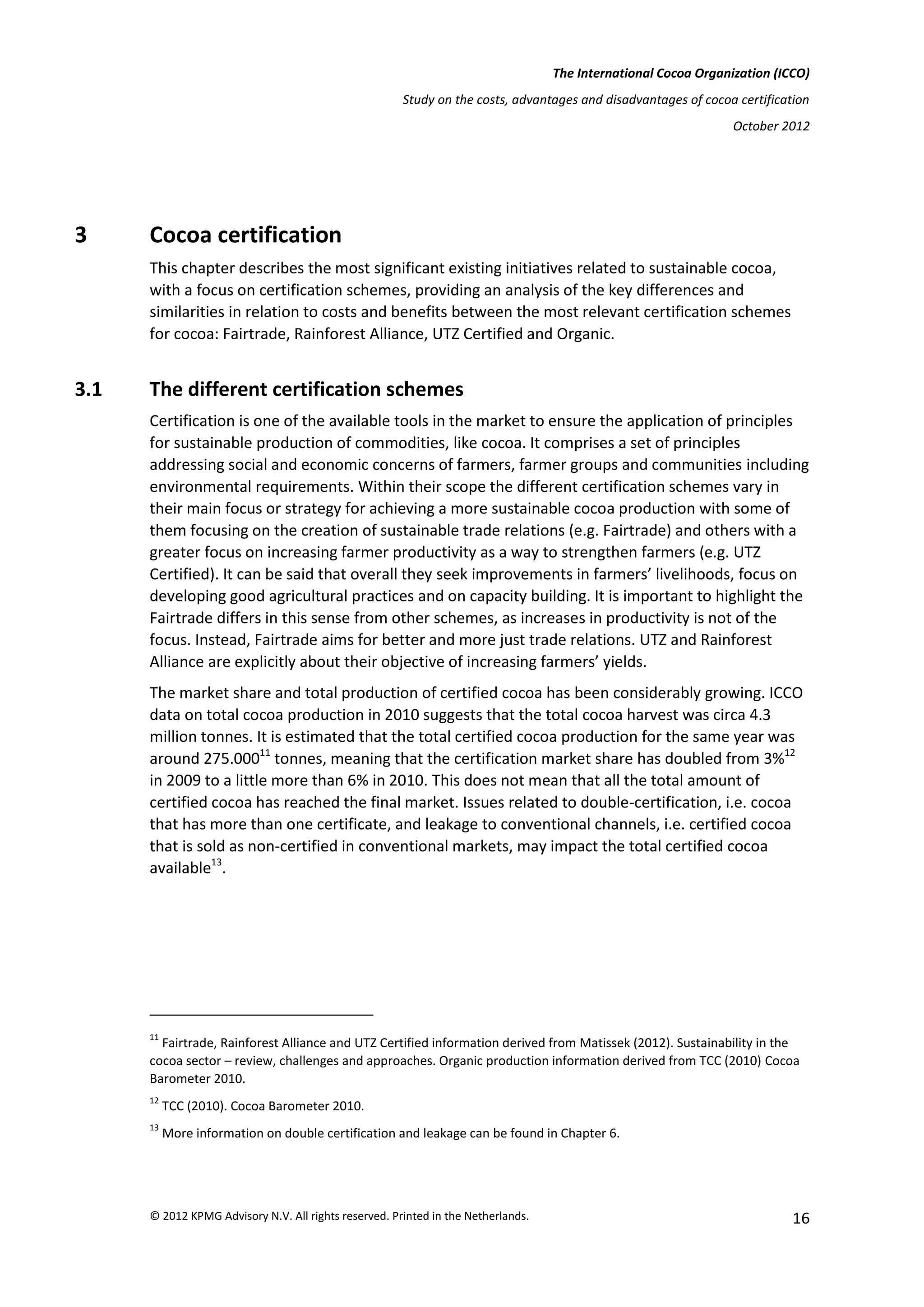Study on the costs, advantages and disadvantages of cocoa certification ...