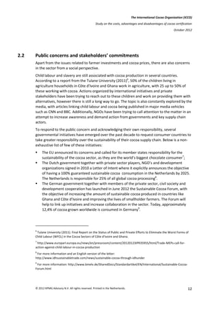 Study on the costs, advantages and disadvantages of cocoa certification ...
