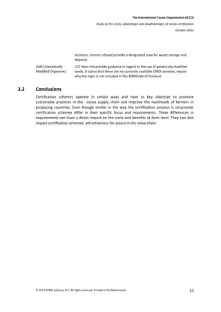 Study on the costs, advantages and disadvantages of cocoa certification ...