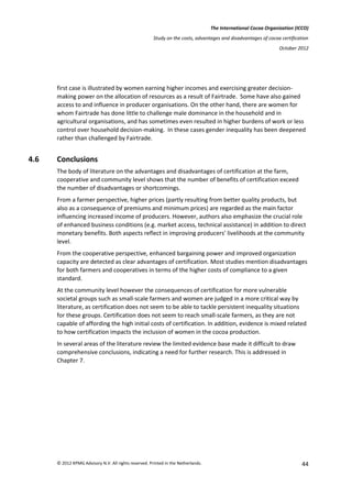 Study on the costs, advantages and disadvantages of cocoa certification ...