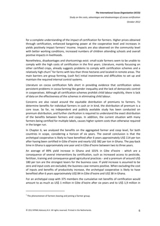 Study on the costs, advantages and disadvantages of cocoa certification ...
