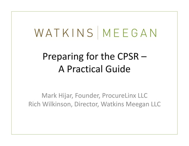 Preparing for the CPSR - A Practical Guide | PDF