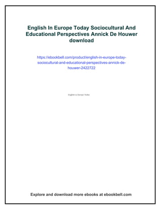 English In Europe Today Sociocultural And Educational Perspectives ...