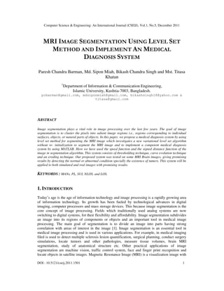 MRIIMAGE SEGMENTATION USING LEVEL SET METHOD AND IMPLEMENT AN MEDICAL ...
