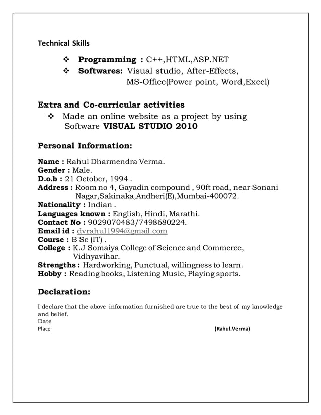 RAHUL RESUME | PDF