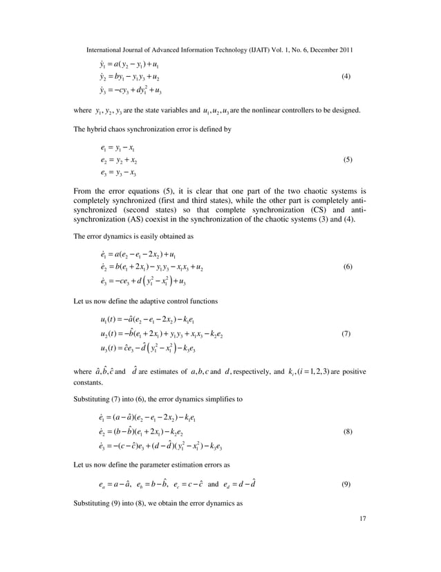 HYBRID SYNCHRONIZATION OF LIU AND LÜ CHAOTIC SYSTEMS VIA ADAPTIVE ... HYBRID SYNCHRONIZATION OF LIU AND LÜ CHAOTIC SYSTEMS VIA ADAPTIVE ...