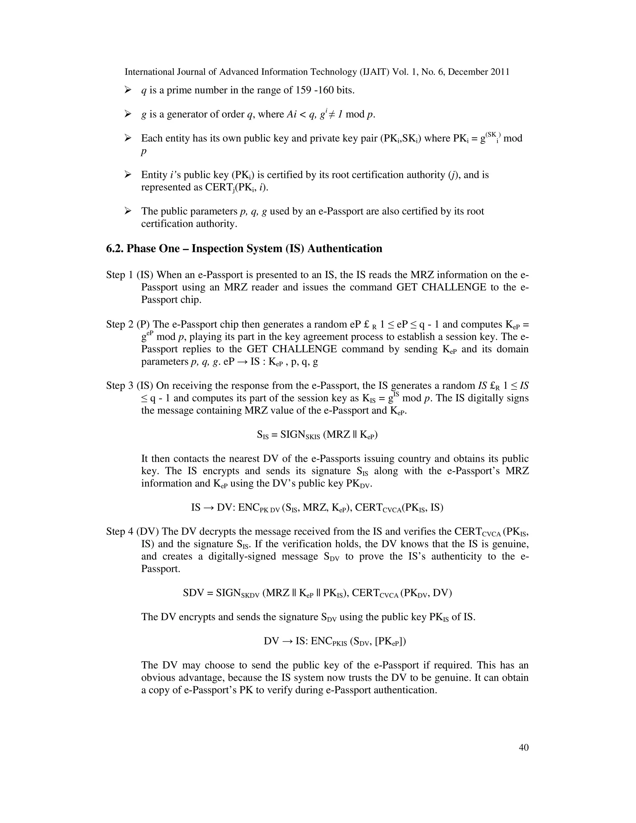 DESIGN AND IMPLEMENTATION OF E-PASSPORT SCHEME USING CRYPTOGRAPHIC ALGORITHM ALONG WITH ...