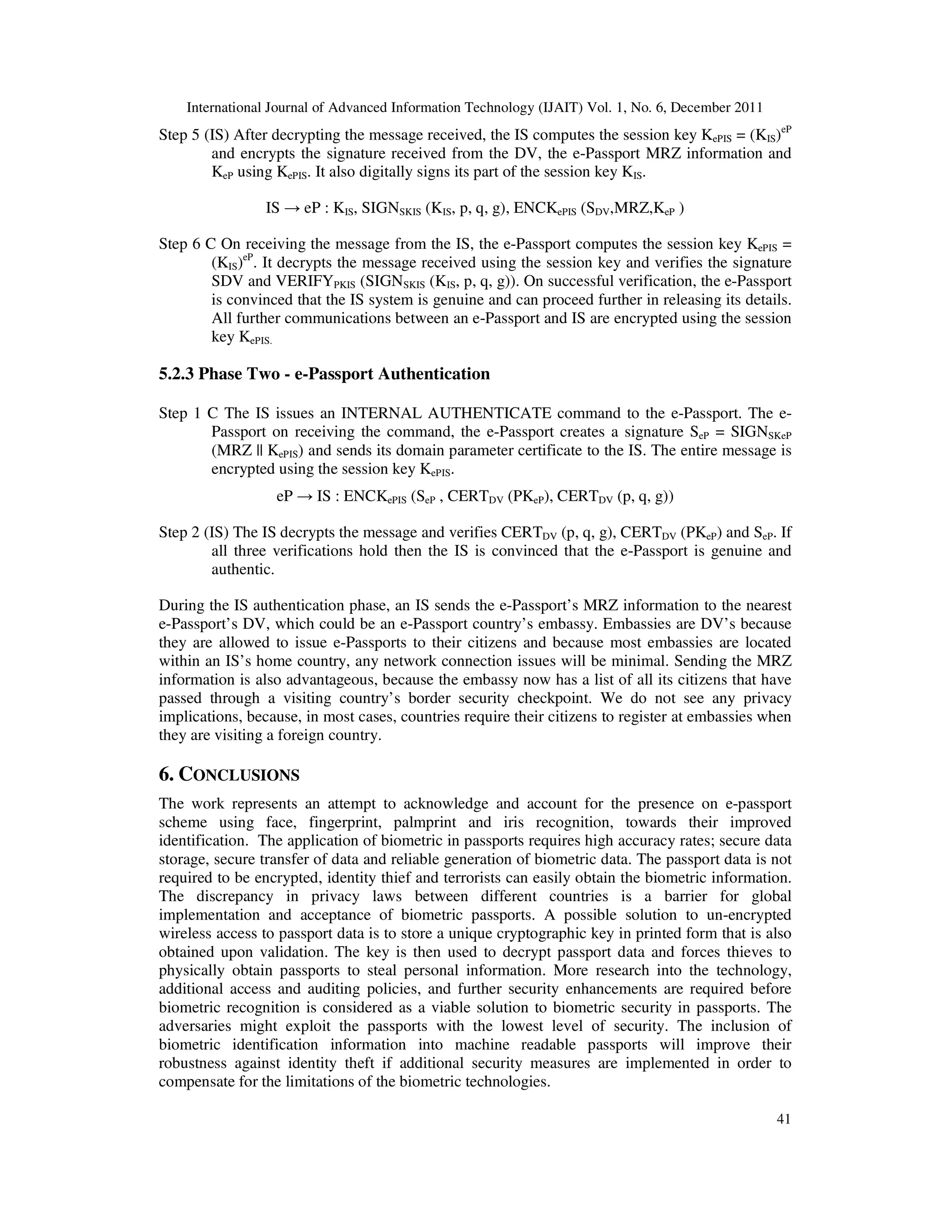 DESIGN AND IMPLEMENTATION OF E-PASSPORT SCHEME USING CRYPTOGRAPHIC ALGORITHM ALONG WITH ...