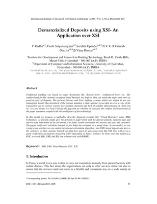 Dematerialized Deposits using XSI- An Application over XSI | PDF
