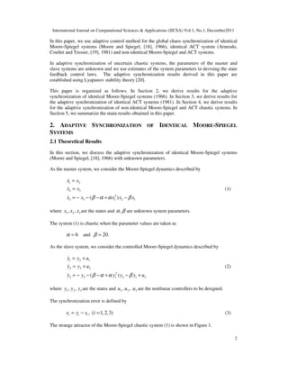 Adaptive Controller Design For The Synchronization Of Moore-Spiegel And Act Systems With Unknown ...
