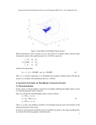 ADAPTIVE CONTROL AND SYNCHRONIZATION OF A HIGHLY CHAOTIC ATTRACTOR | PDF