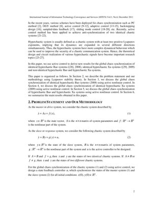 ACTIVE CONTROLLER DESIGN FOR GLOBAL CHAOS SYNCHRONIZATION OF HYPERCHAOTIC BAO AND HYPERCHAOTIC ...