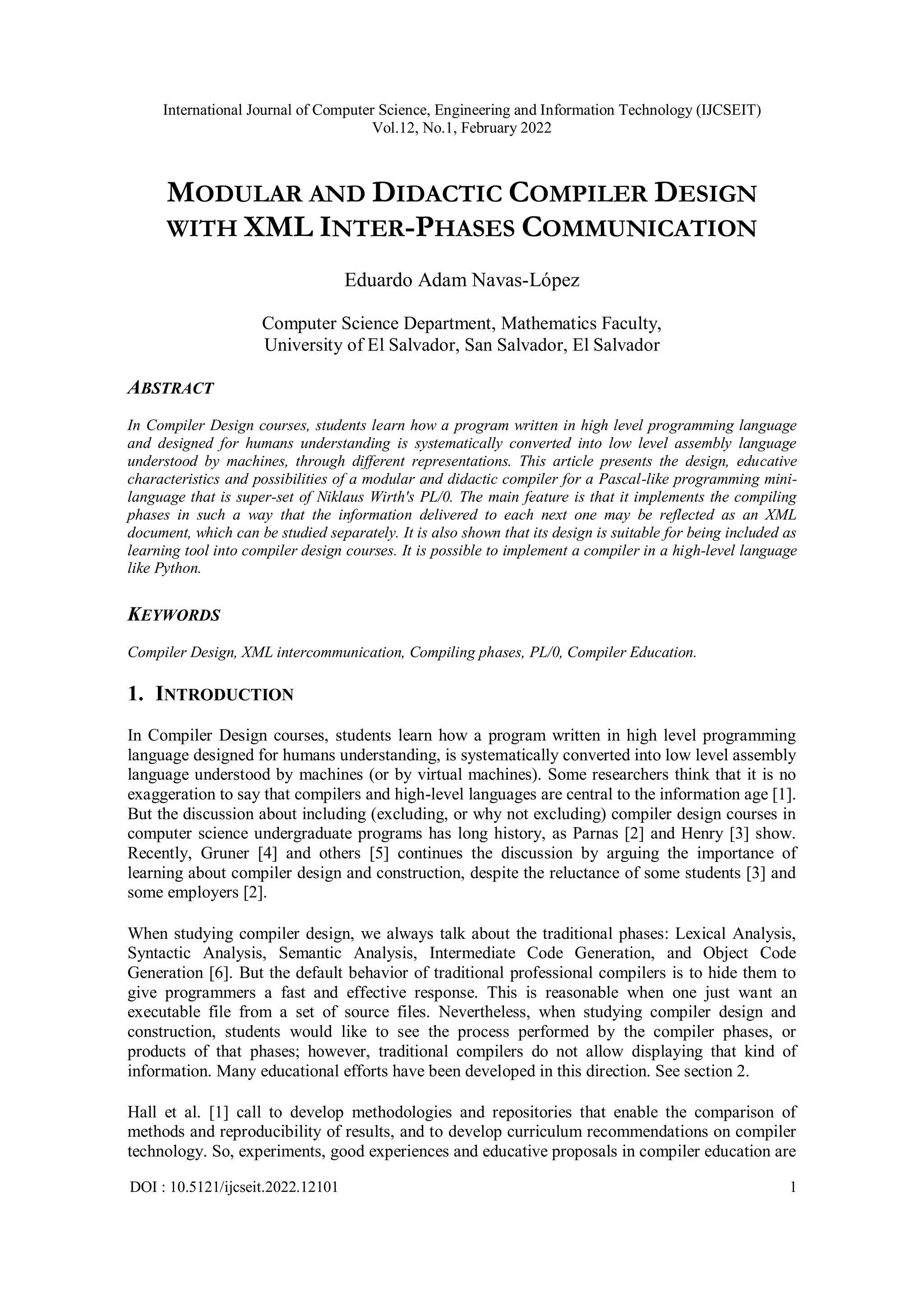 MODULAR AND DIDACTIC COMPILER DESIGN WITH XML INTER-PHASES ...