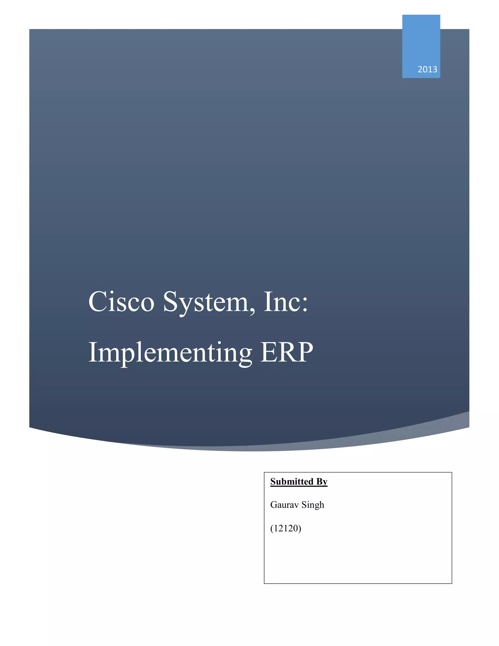 Cisco System, Inc: Implementing ERP | DOCX