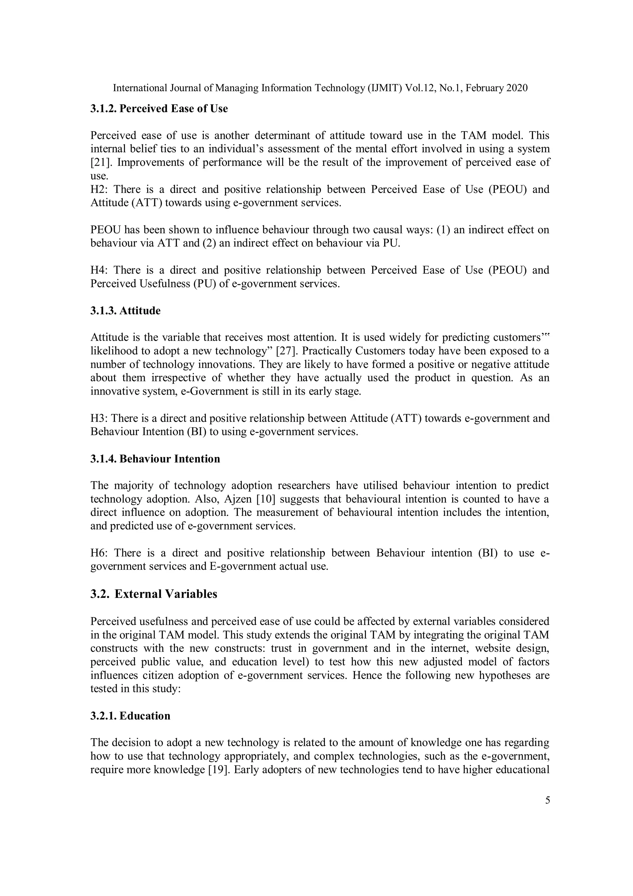 ASSESSING THE ADOPTION OF E-GOVERNMENT USING TAM MODEL: CASE OF EGYPT | PDF