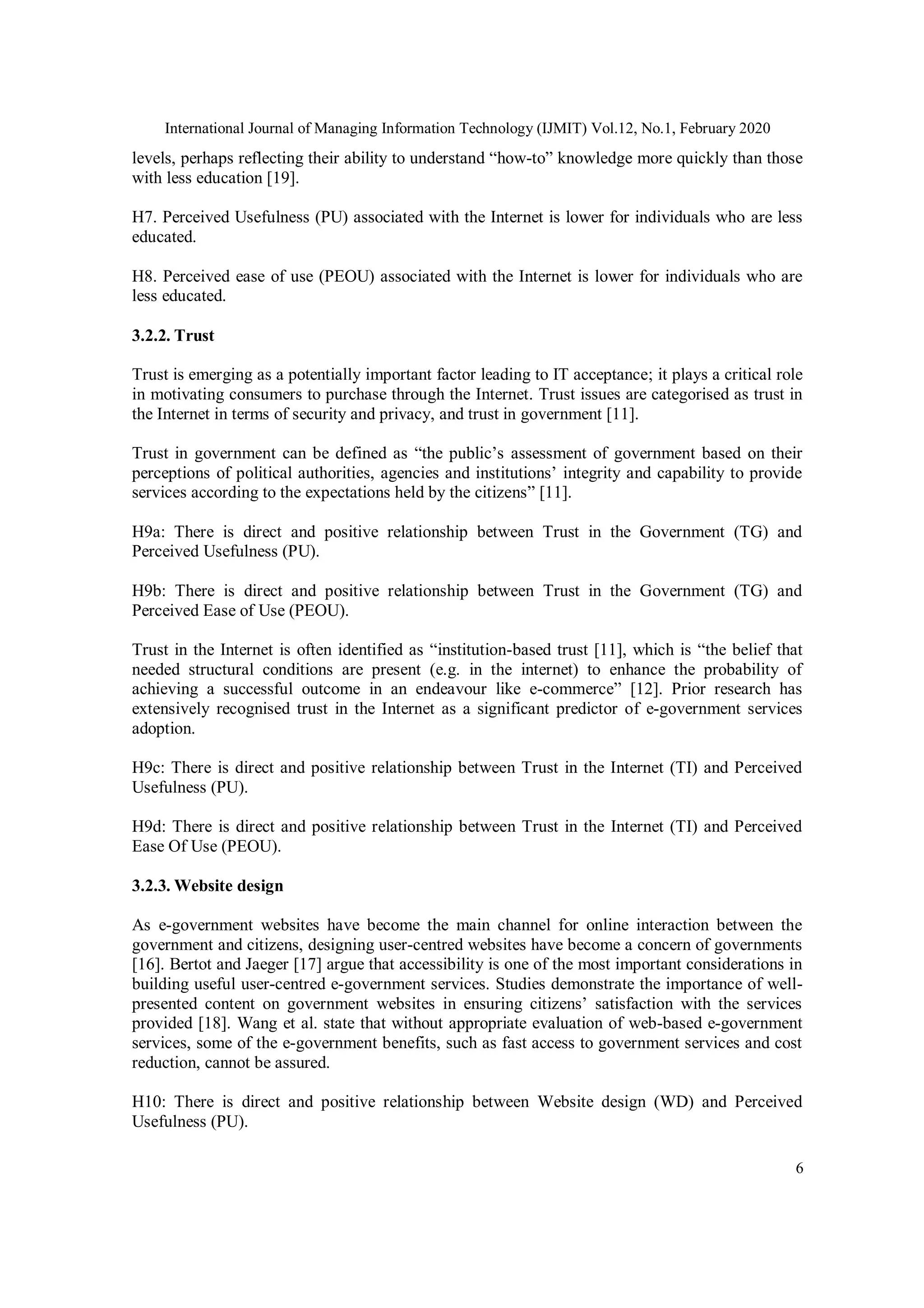ASSESSING THE ADOPTION OF E-GOVERNMENT USING TAM MODEL: CASE OF EGYPT | PDF