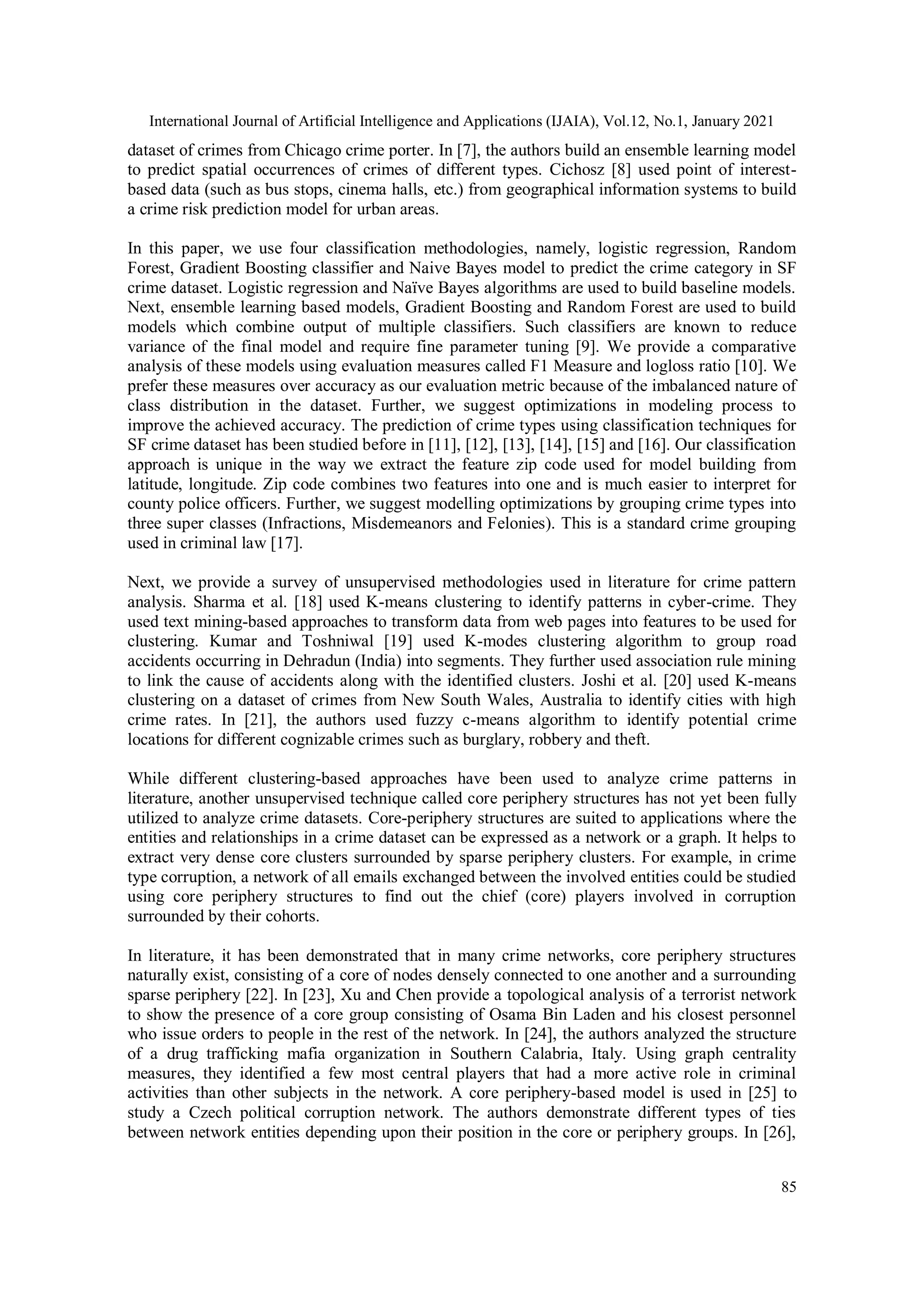 Supervised and Unsupervised Machine Learning Methodologies for Crime Pattern Analysis | PDF