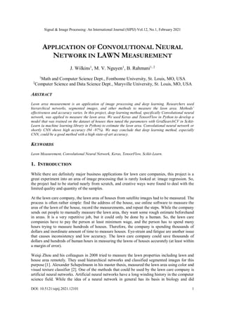 APPLICATION OF CONVOLUTIONAL NEURAL NETWORK IN LAWN MEASUREMENT | PDF