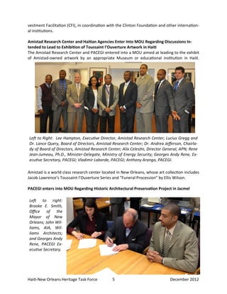 Haiti-New Orleans Heritage Task Force Newsletter, December 2012 in ...