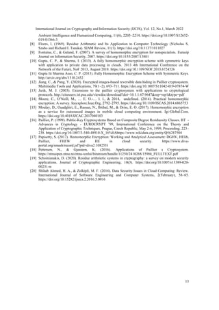 SECURED PAILLIER HOMOMORPHIC ENCRYPTION SCHEME BASED ON THE RESIDUE ...