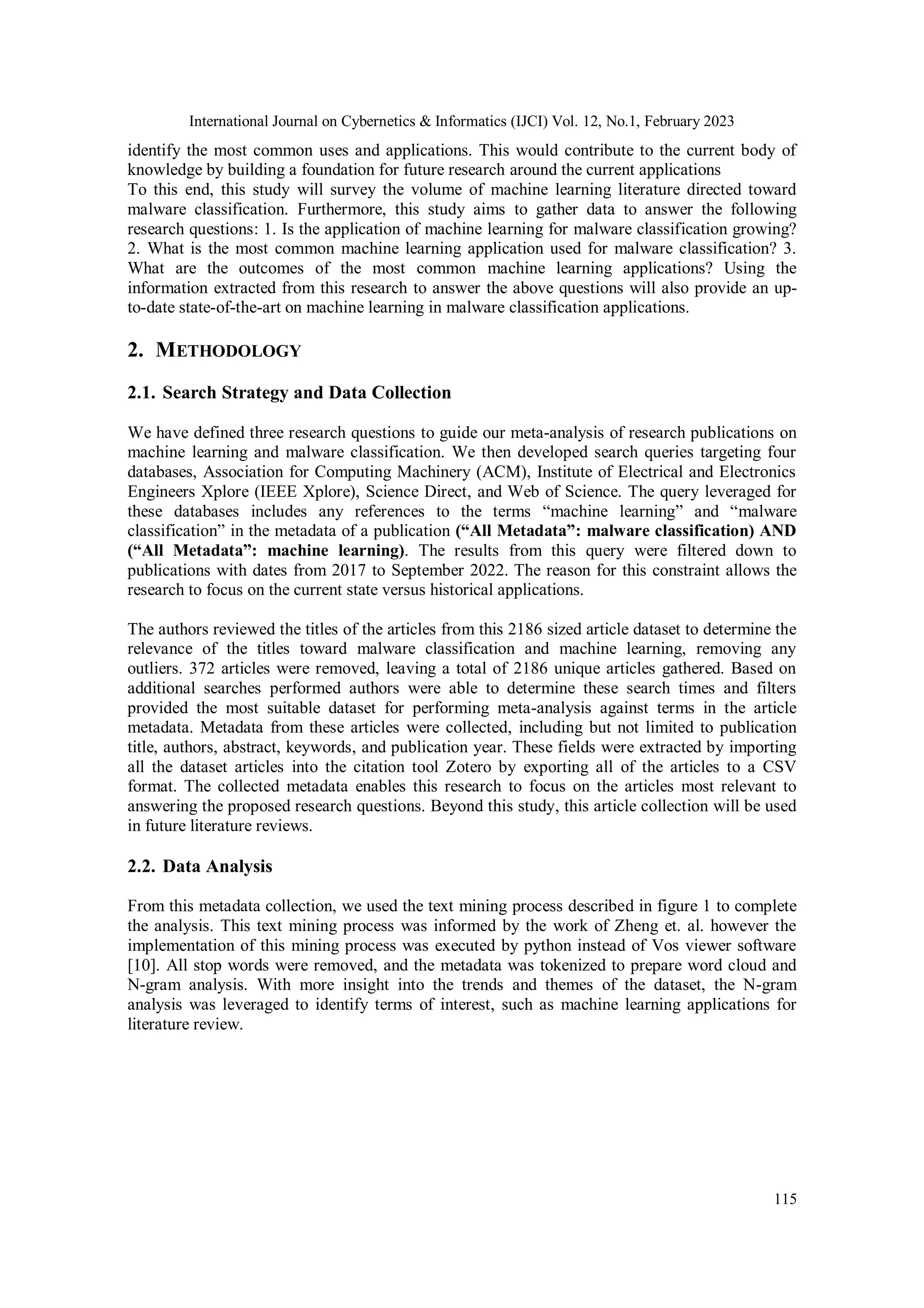 Machine Learning Applications In Malware Classification A Metaanalysis