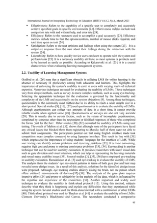 A MODEL FOR USABILITY EVALUATION OF LEARNING MANAGEMENT SYSTEMS | PDF