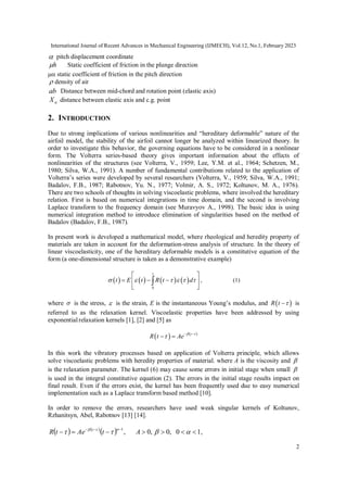 VIBRATION ANALYSIS OF AIRFOIL MODEL WITH NONLINEAR HEREDITARY DEFORMABLE SUSPENSIONS | PDF