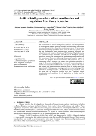 Artificial intelligence ethics: ethical consideration and regulations from theory to practice | PDF