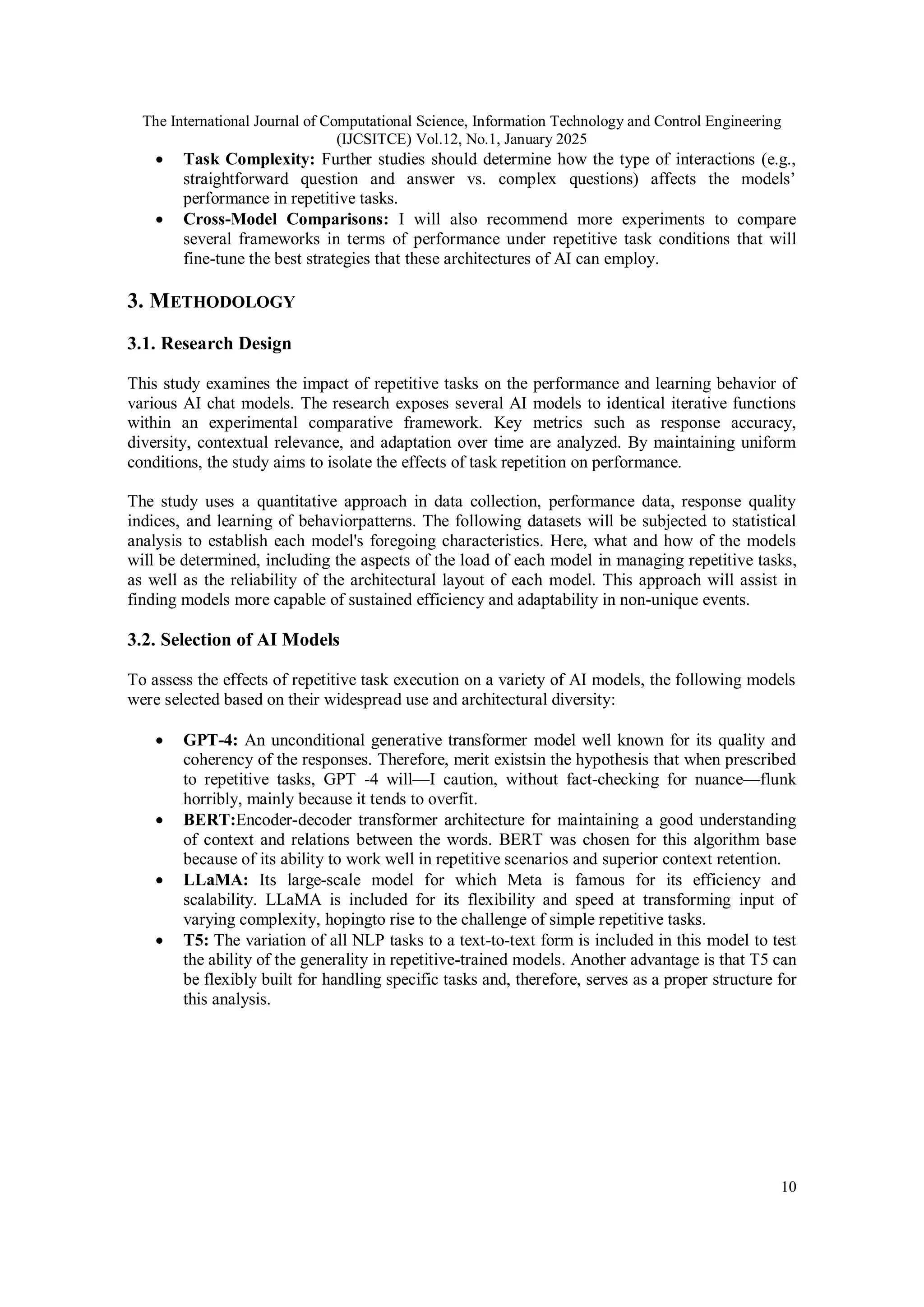 EVALUATING THE EFFECTS OF REPETITIVE TASK EXECUTION ON PERFORMANCE AND LEARNING IN VARIOUS AI ...