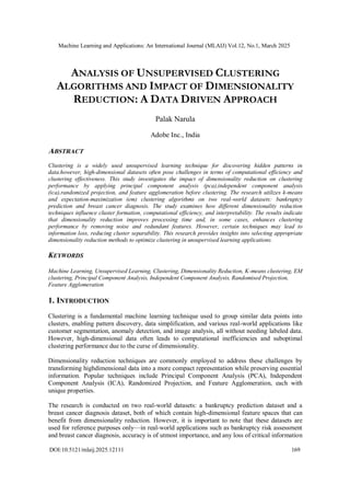 Analysis of Unsupervised Clustering Algorithms and Impact of Dimensionality Reduction: A Data ...
