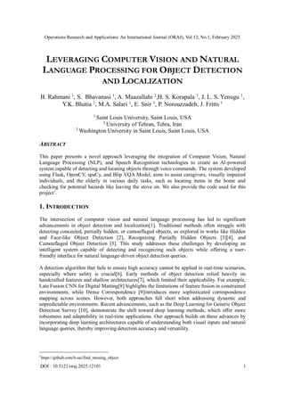 Leveraging Computer Vision and Natural Language Processing for Object Detection and Localization ...