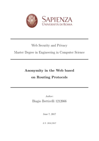 Anonymity in the Web based on Routing Protocols | PDF