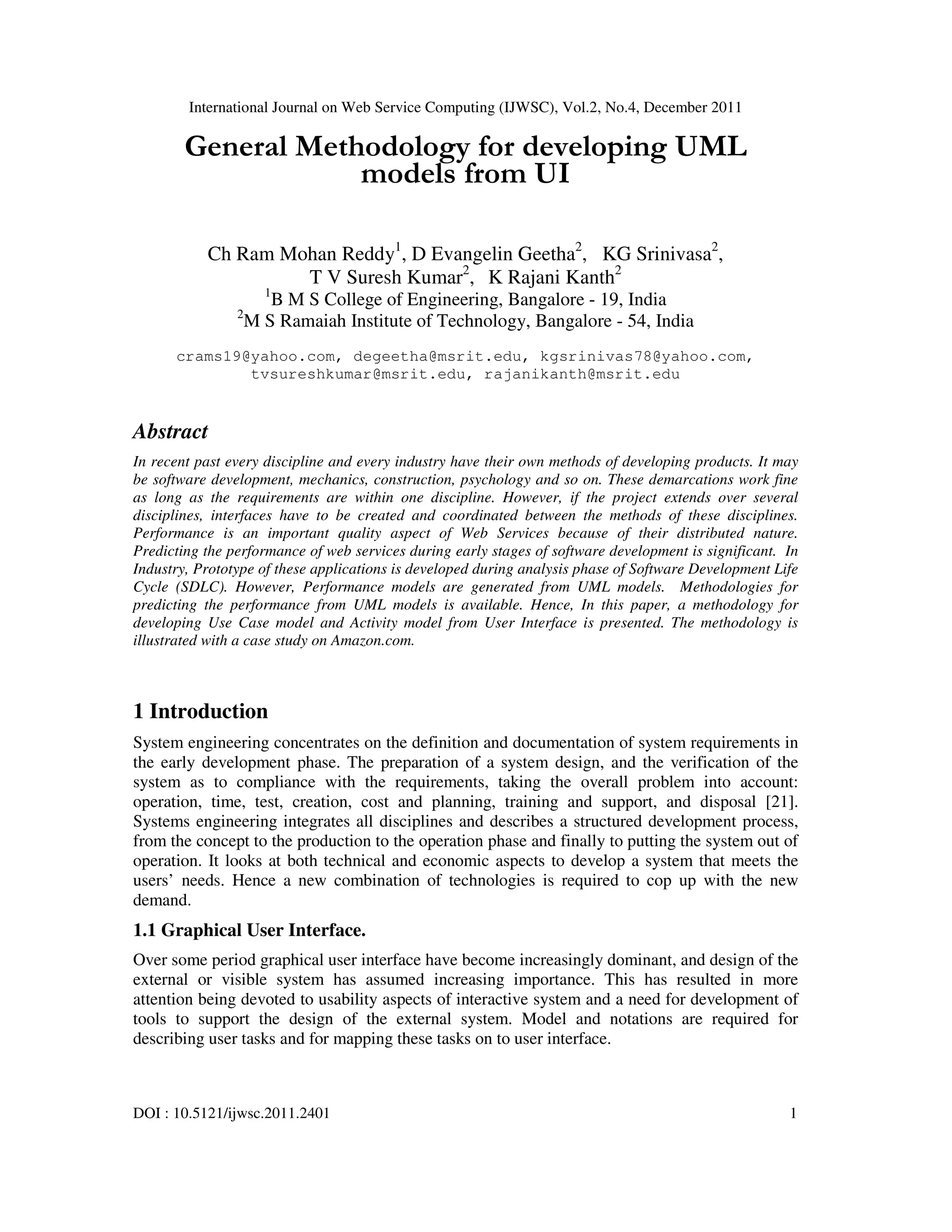 General Methodology for developing UML models from UI | PDF