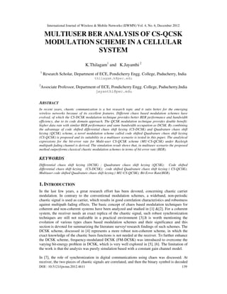 MULTIUSER BER ANALYSIS OF CS-QCSK MODULATION SCHEME IN A CELLULAR SYSTEM | PDF