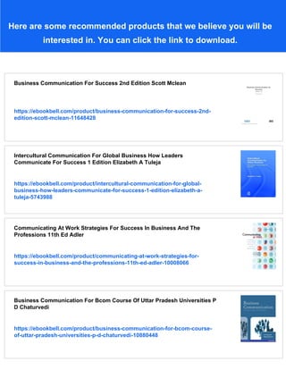 Business Communication For Success 1st Scott Mclean | PDF