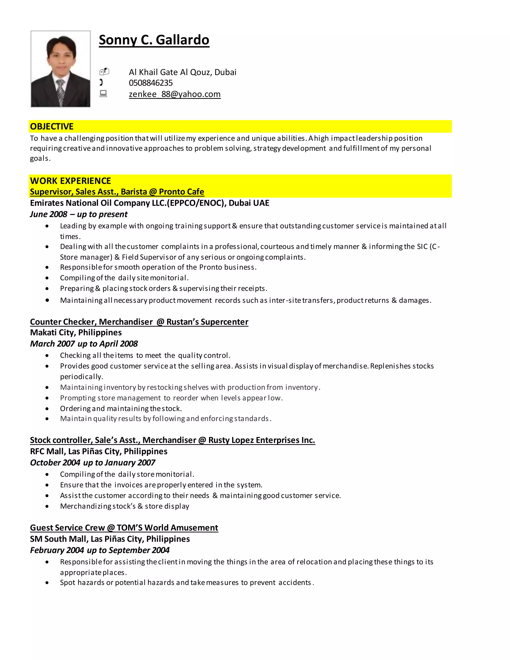 Mr.Sonny Gallardo CV | DOCX