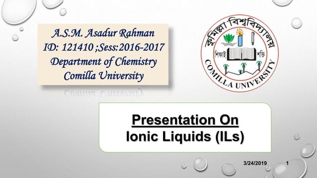 Ionic liquid by Jitu | PPTX | Chemistry | Science